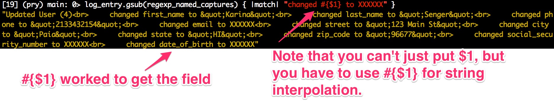 Masking PII With Ruby Gsub With Regular Expression Named Match Groups 